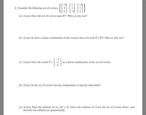 solved 2 consider the following set of vectors 〈 3