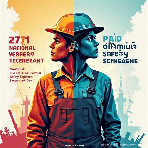 Graphic Design Split Person With Safety Hats And Background Stable