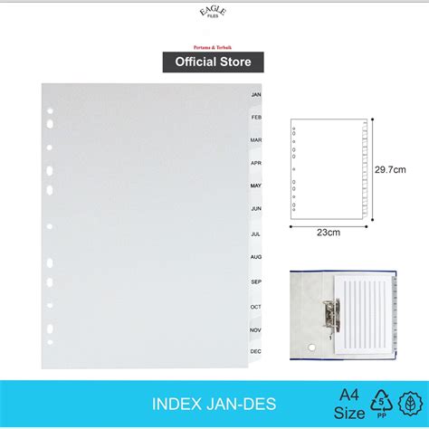Eaglefiles Index Divider Binder Divider File Divider Index A4 Tabs