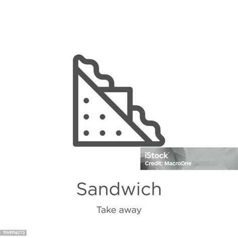 테이크 멀리 컬렉션에서 샌드위치 아이콘 벡터입니다 얇은 선 샌드위치 윤곽 아이콘 벡터 일러스트 레이 션입니다 웹 사이트 디자인 및 모바일 앱 개발을 위한 개요 얇은 선