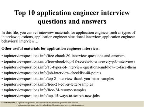 Top 10 Application Engineer Interview Questions And Answers Ppt
