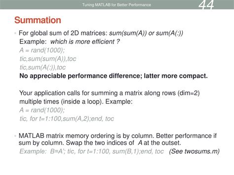 Ppt Tuning Matlab For Better Performance Powerpoint Presentation