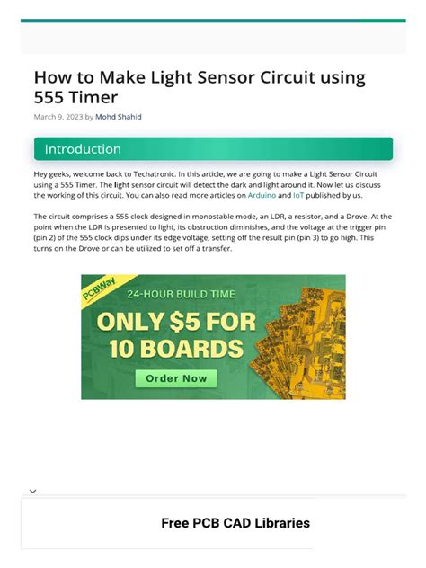 How To Make Light Sensor Circuit Using 555 Timer Pdf