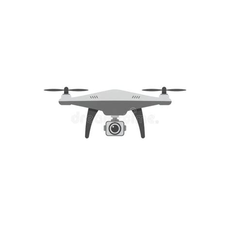 Grey And White Drone With Camera Isolated On White Background Stock