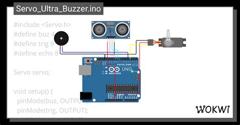 Servo Ultra Buzzer Ino Wokwi ESP32 STM32 Arduino Simulator