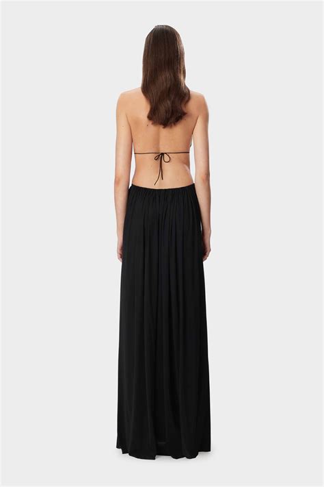 Amelia Dress Deep Black Halterneck Maxi In Jersey Love Delina