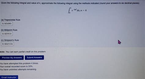 Solved Given The Following Integral And Value Of N Chegg