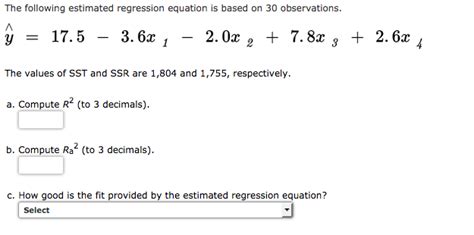 Solved The Following Estimated Regression Equation Is Based