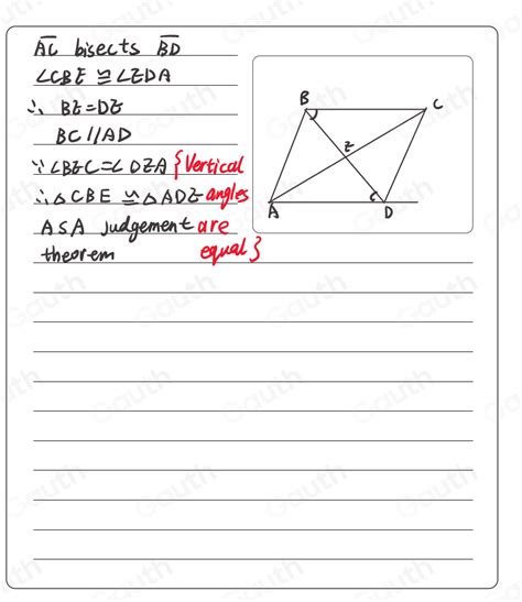 Solved Given Overline Ac Bisects Overline Bd And ∠ Cbe≌ ∠ Eda Prove Bec≌ Dea Note Quad [math]