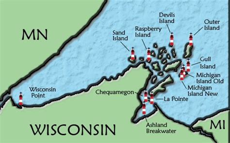Wisconsin Lighthouse Map Lake Superior Lighthouses