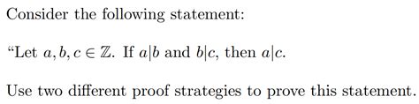 Solved Consider The Following Statement Let A B CZ If Chegg