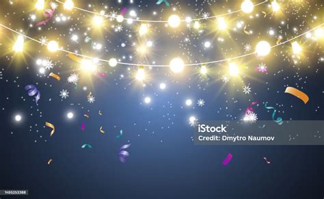 크리스마스 밝은 아름다운 조명 디자인 요소 Xmas 인사말 카드의 디자인을위한 빛나는 조명 화환 가벼운 크리스마스 장식 0명에 대한 스톡 벡터 아트 및 기타 이미지 Istock