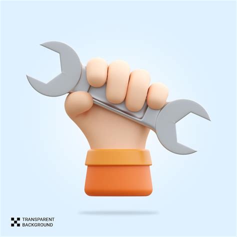 Premium Psd Psd 3d Rendering Of Hand With Wrench