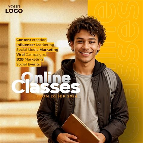Online Class Creative Advertisement Template Design Premium Ai Generated Psd