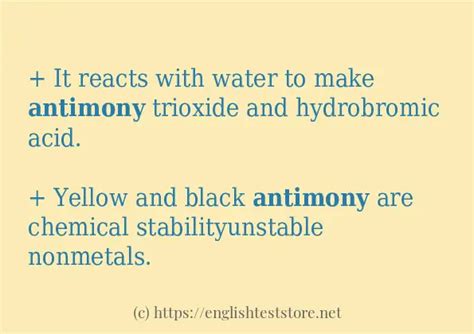 In Sentence Examples Of Antimony Englishteststore Blog