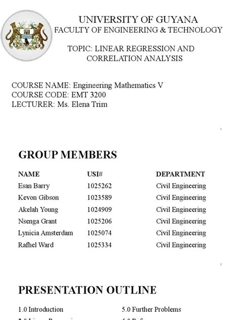 Linear Regression And Correlation Analysis Presentation1 Pdf