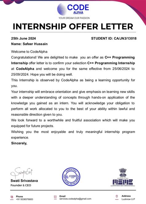 Safeer Hussain On Linkedin Alhudulliah Selected As Internship In Codealpha