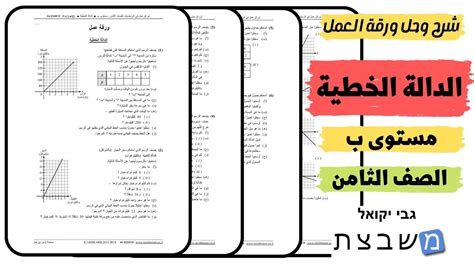 الدالة الخطية للصف الثامن ورقة العمل مستوى ب משבצת גבי יקואל Youtube