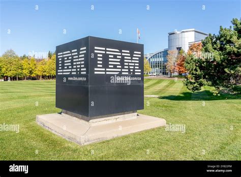 Closeup Ibm Logo Sign At Ibm Canada Head Office Building In Markham