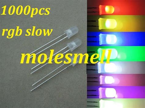Pcs Mm Diffused RGB Rainbow Slow Flashing Flash Red Green Blue LED Leds Milky White Lens In
