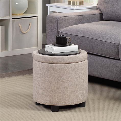 Lark Manor Ahl Arsy 1575 Wide Fabric Round Storage Ottoman With