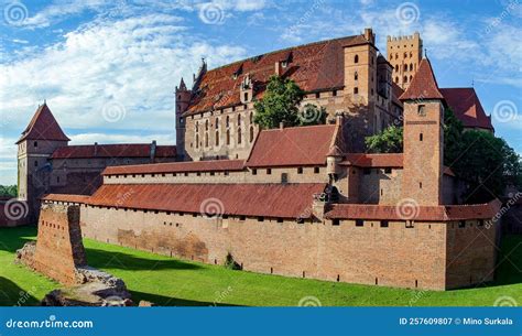Panorama Of Malbork Castle In Poland With Fortification Editorial
