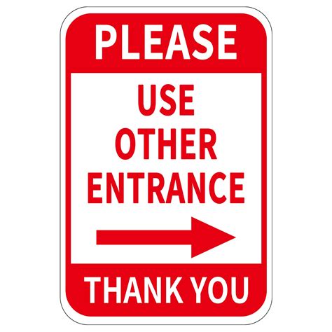 Please Use Other Entrance Sign Aluminum 12x8 Inch Right Arrow Metal