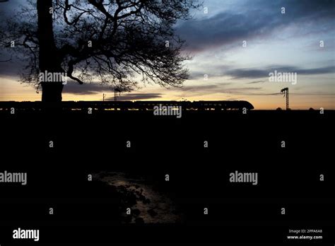 First Transpennine Express Caf Class 397 Nova 2 Train On The West Coast Mainline At Sunset Stock