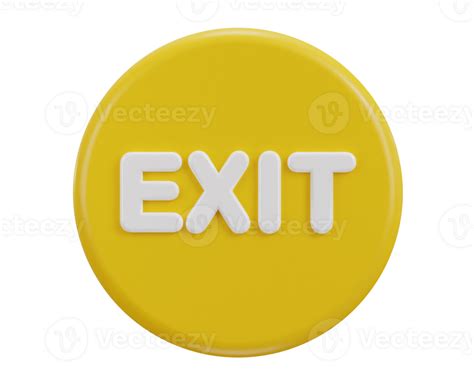 3d Exit Emergency Button Icon Illustration 34132746 Png