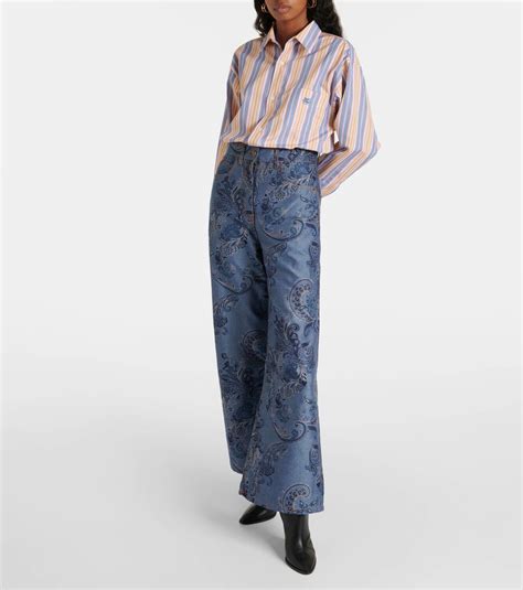 Etro Paisley Jacquard Wide Leg Jeans Etro