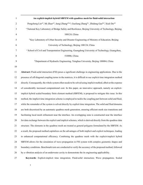 pdf an explicit implicit hybrid sbfem with quadtree mesh for fluid