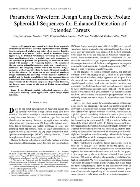 Pdf Parametric Waveform Design Using Discrete Prolate Spheroidal Sequences For Enhanced