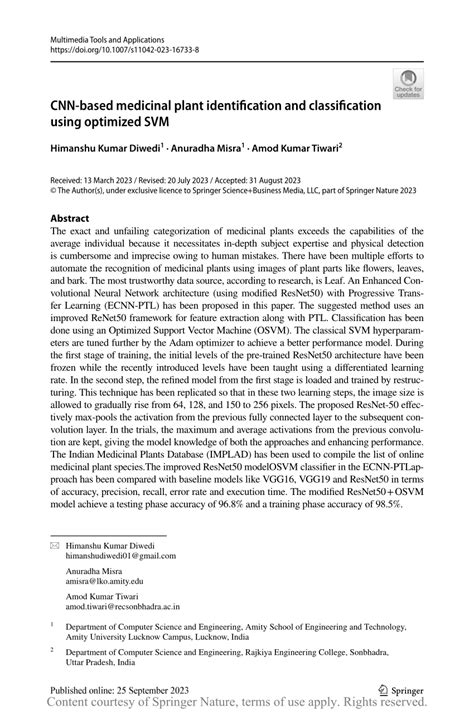 Cnn Based Medicinal Plant Identification And Classification Using