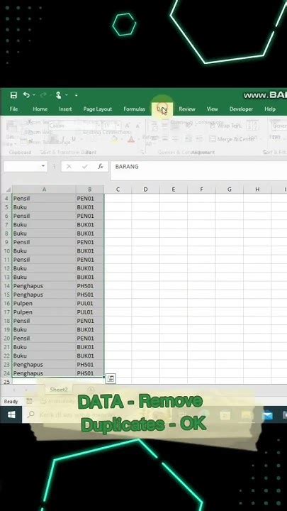 Menghapus Duplicate Data Excel Youtube