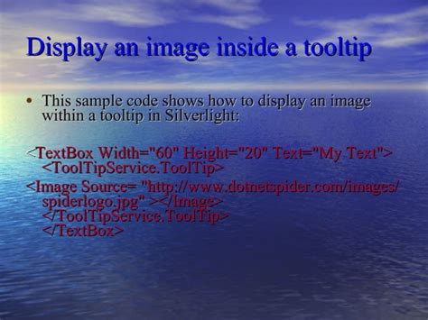 Creating Tooltip Using Silverlight20 Ppt