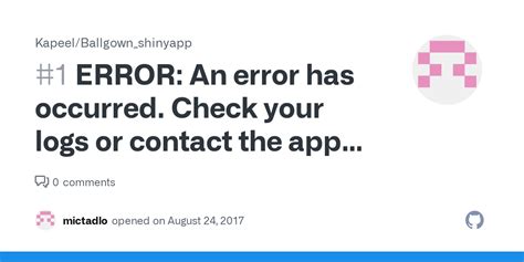 Error An Error Has Occurred Check Your Logs Or Contact The App Author