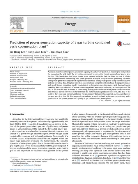 Prediction Of Power Generation Capacity Of A Gas Turbine Combined Cycle