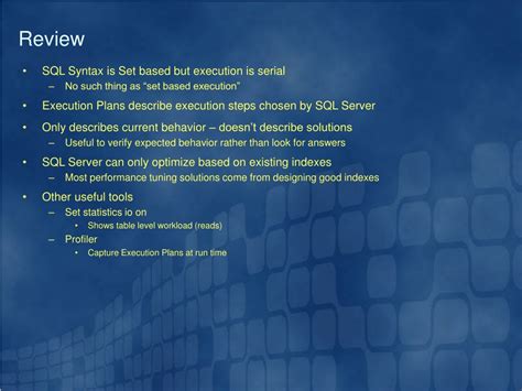 Ppt Understanding Sql Server Query Execution Plans Powerpoint