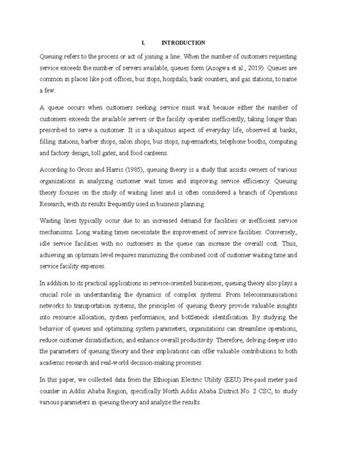 Queu Model Analysis I Introduction Queuing Refers To The Process Or