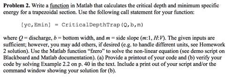 Solved Problem Write A Function In Matlab That Calculates Chegg Com