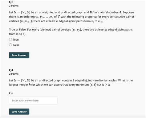 Solved Let Gve Be An Unweighted And Undirected Graph And