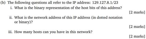 Solved B The Following Questions All Refer To The IP Chegg