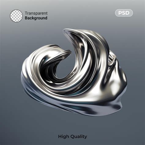 3d fluid twisted abstract metallic shape or Melted chrome liquid metal ...