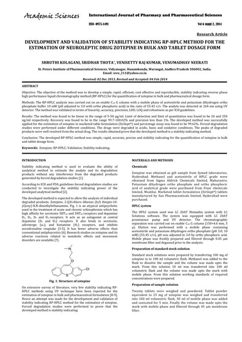 PDF Development And Validation Of Stability Indicating RP HPLC Method For The Estimation Of