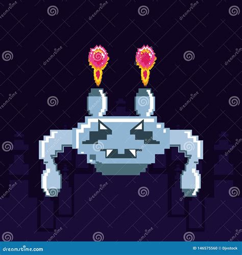 Pixelated Spaceship Flying Game Icon Stock Illustration Illustration