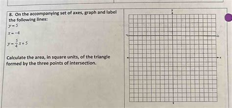 8 on the accompanying set of axes graph and label the following lines