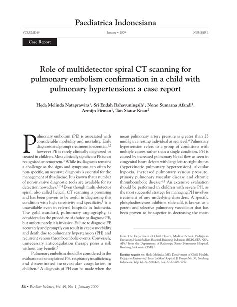 Pdf Role Of Multidetector Spiral Ct Scanning For Pulmonary Embolism