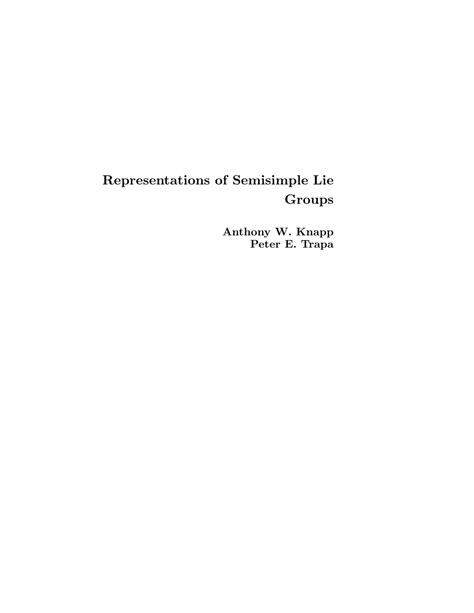 Pdf Representations Of Semisimple Lie Groups