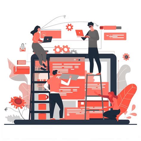 Premium Photo 2d People Working On A Project And Programming Concepts Layout Flat Page