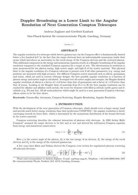 Pdf Doppler Broadening As A Lower Limit To The Angular Resolution Of